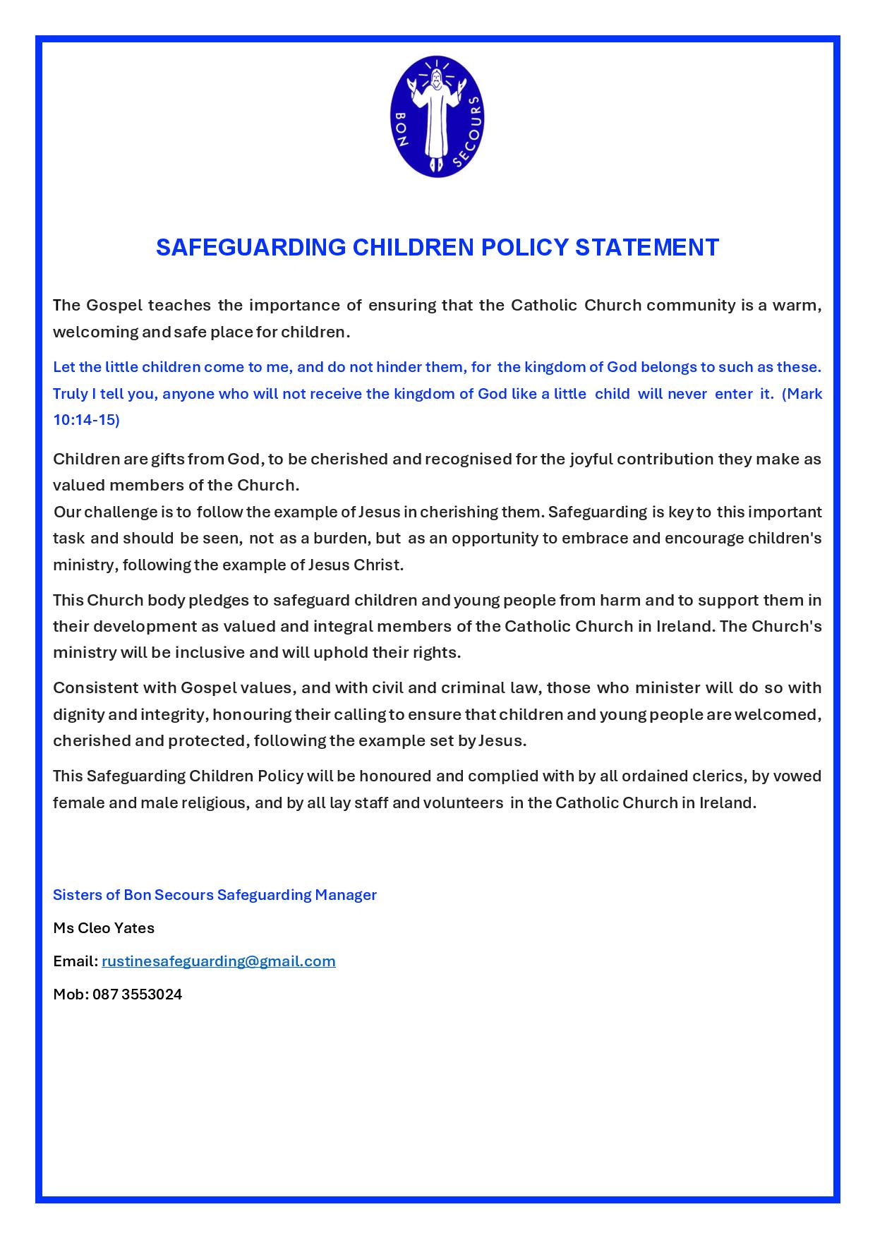 BonSecours.ie - Safeguarding Policy